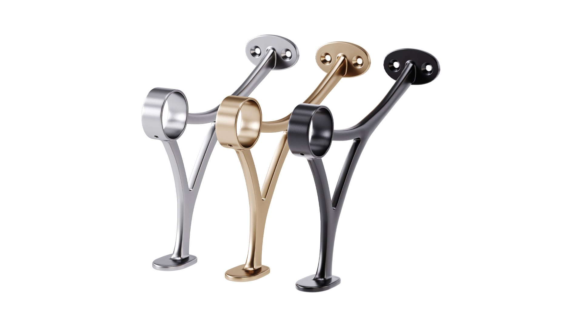 3D Polished Solid Brass Wall Mount Bar Bracket For Hanging Rail ...