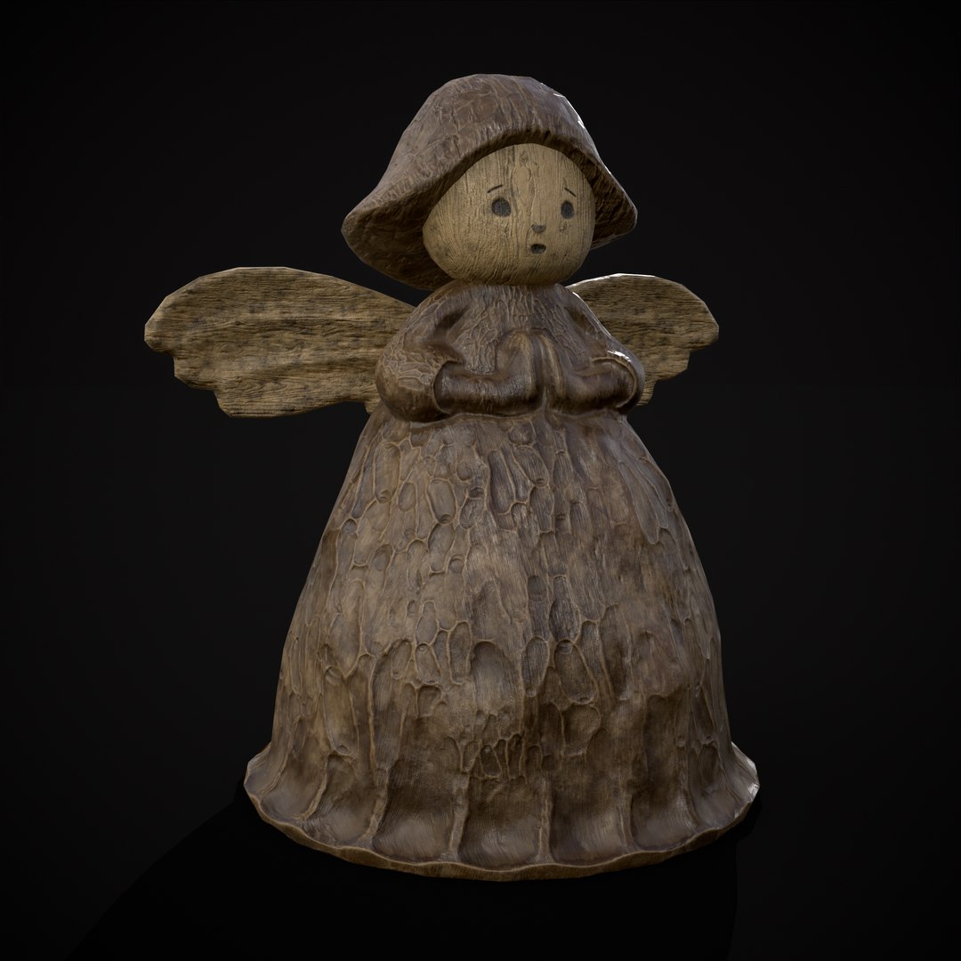 3D Angel Wood Figurine - TurboSquid 2176717
