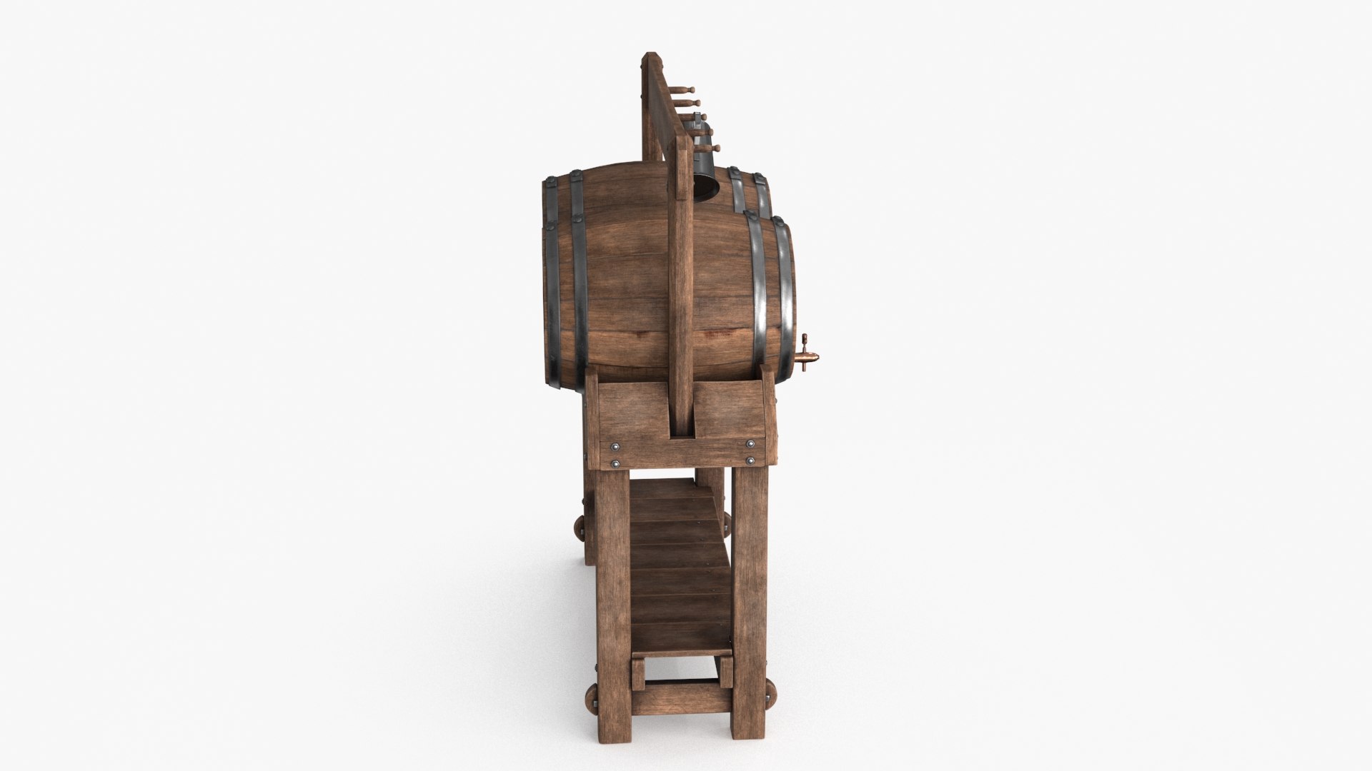 Floorstanding Double Wood Barrel Stand 3D Model - TurboSquid 2052288