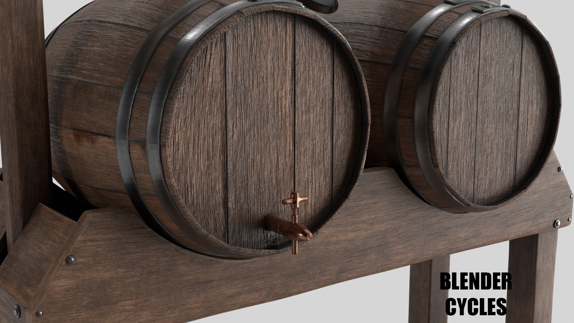 Floorstanding Double Wood Barrel Stand 3D Model - TurboSquid 2052288