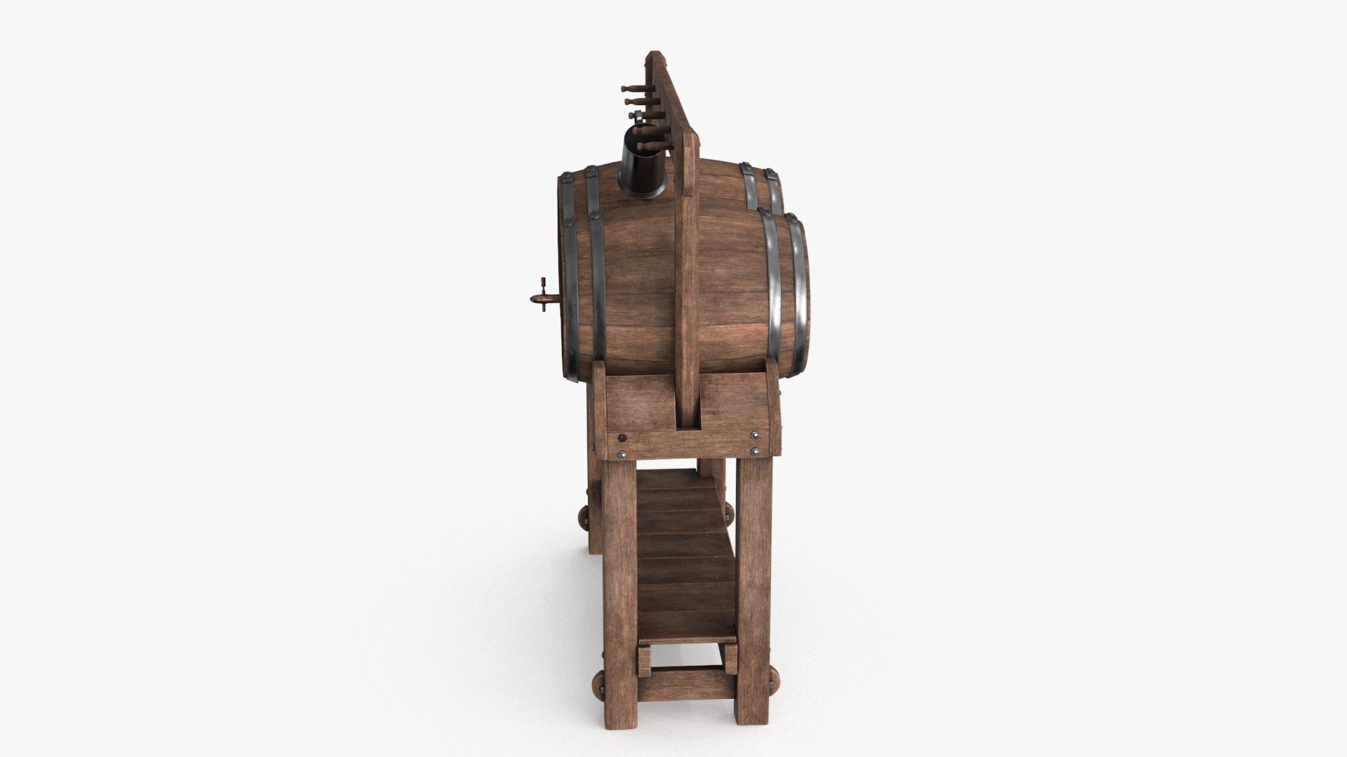 Floorstanding Double Wood Barrel Stand 3D Model - TurboSquid 2052288