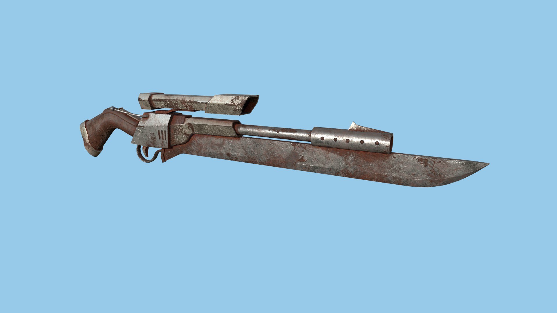 Sniper Gunblade 03 Rust Destroyed - Character SciFi Design Model ...