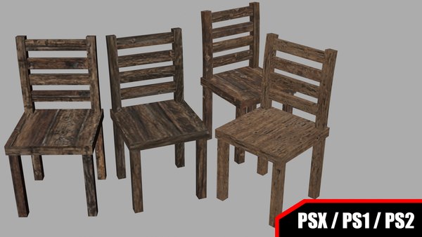modelo 3d PSX - PS1 - Silla de madera - Low Poly - TurboSquid 2281058