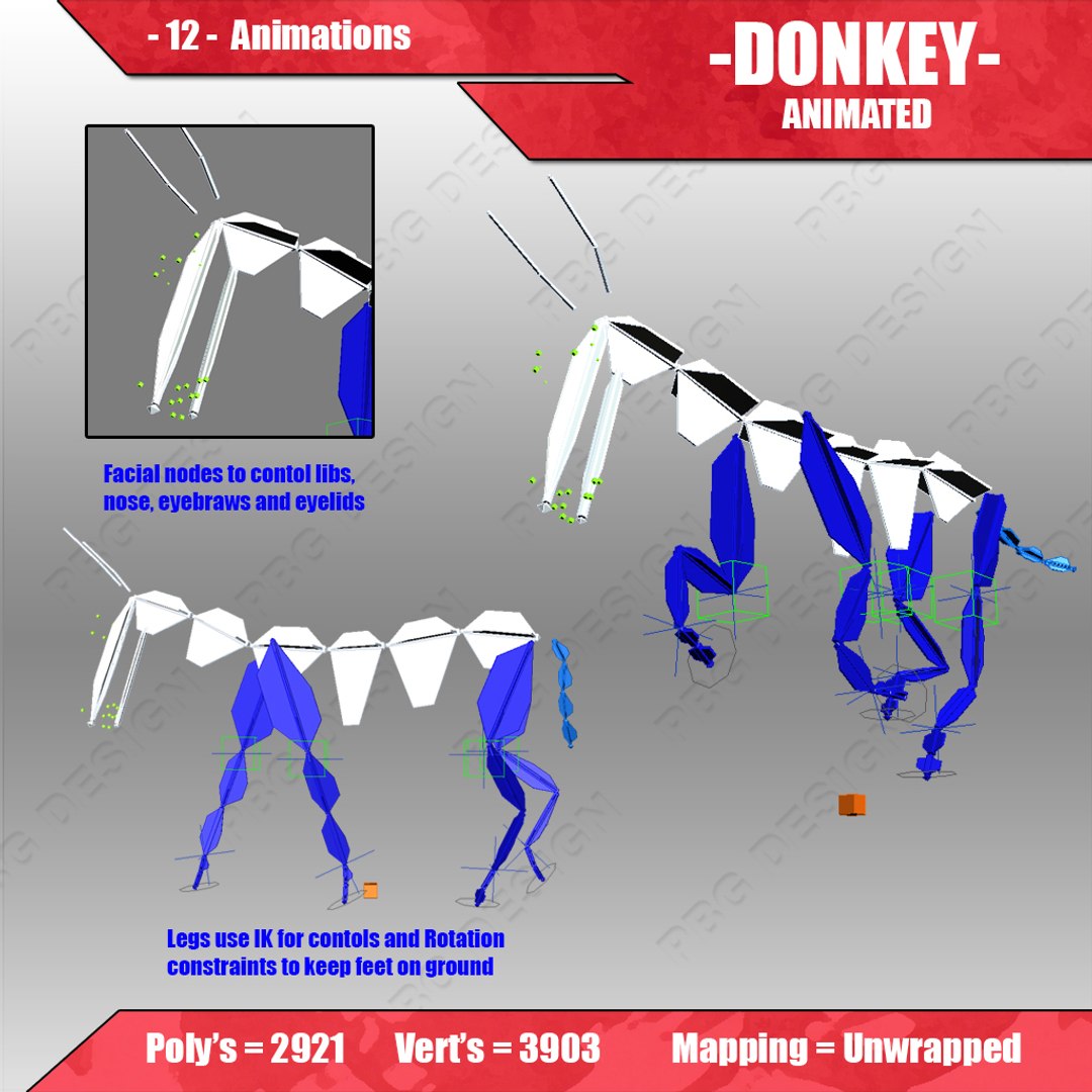 Donkey Animations 3d Model