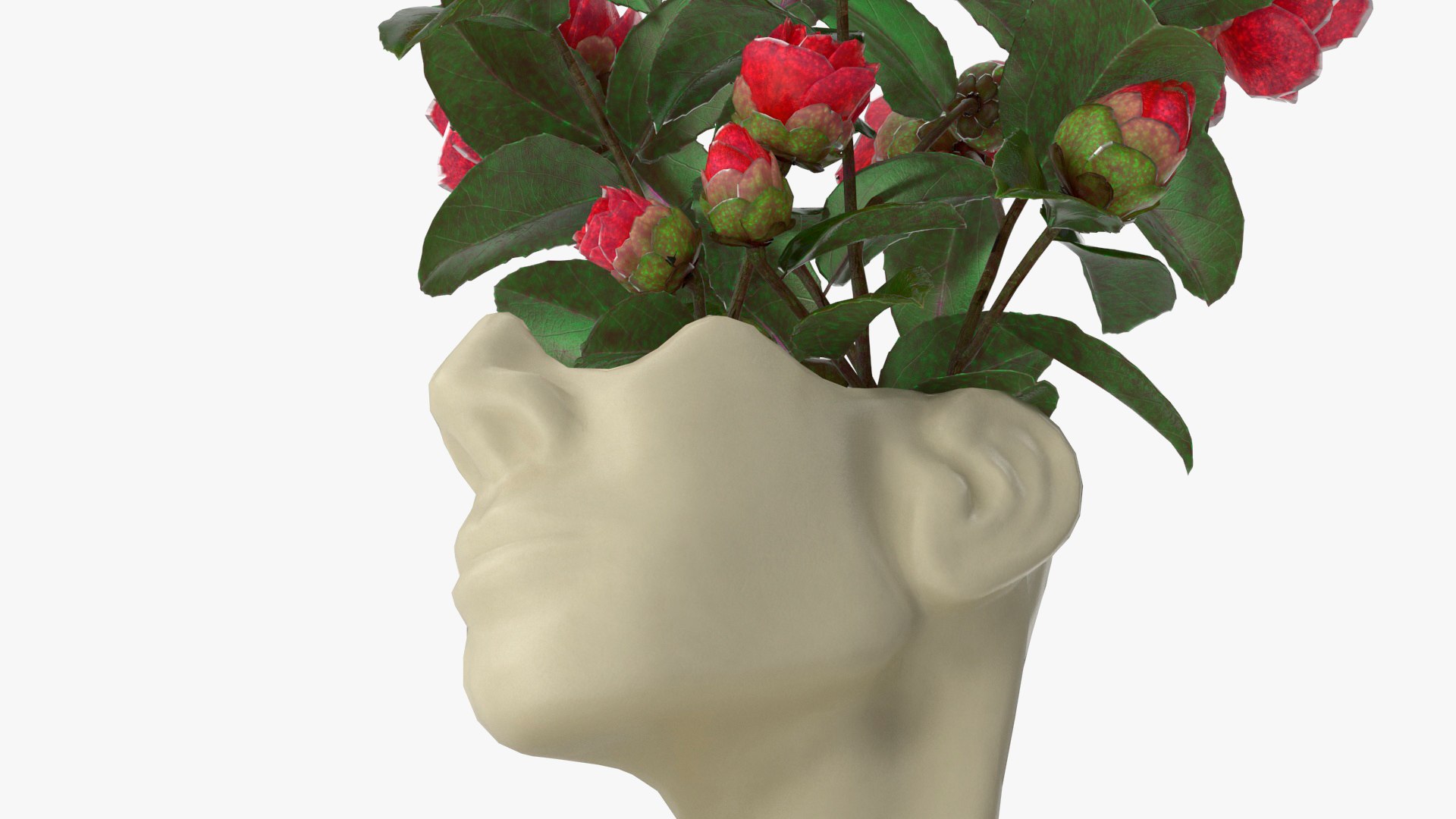 Designer Bust Vase Beige With Flowers 3D - TurboSquid 2167680
