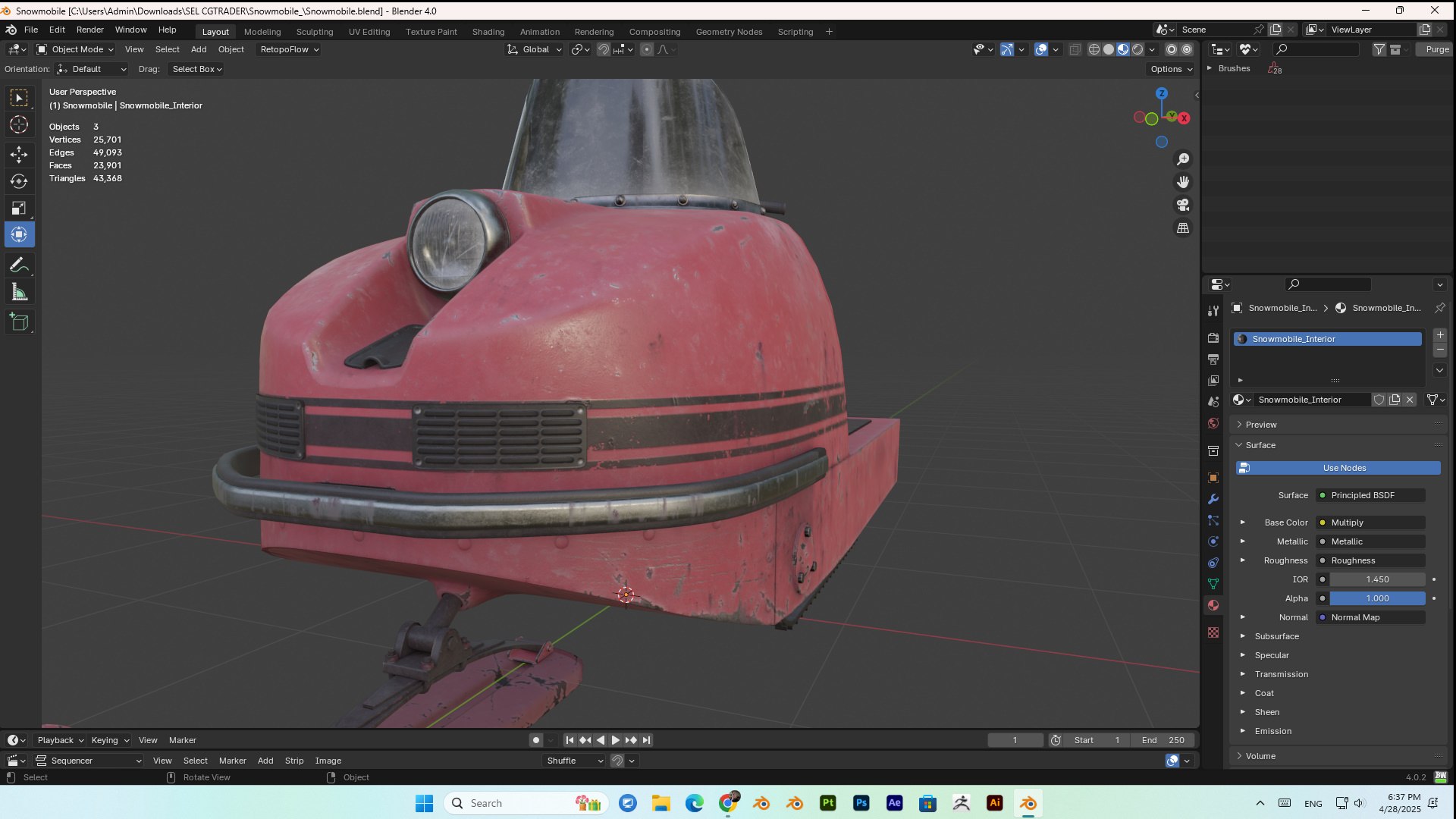 3D Snowmobile PBR 4k Low-poly - TurboSquid 2398813