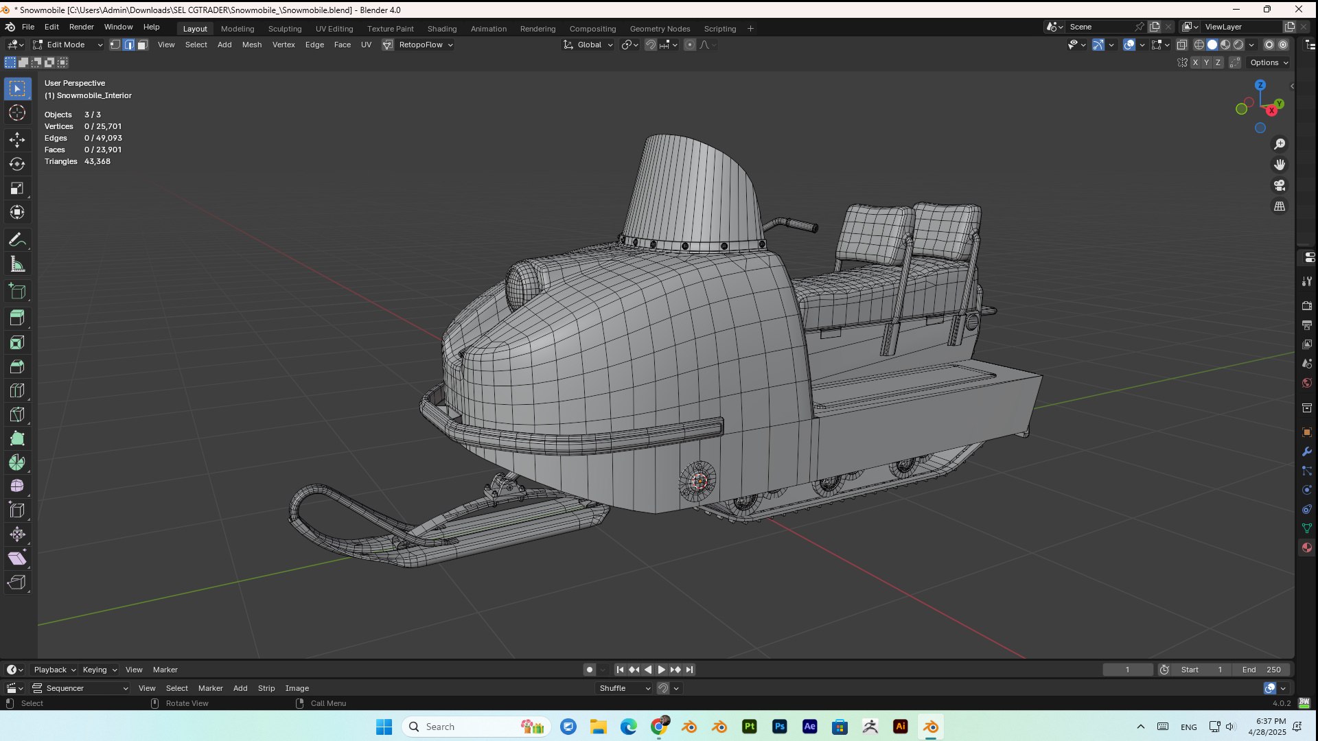 3D Snowmobile PBR 4k Low-poly - TurboSquid 2398813