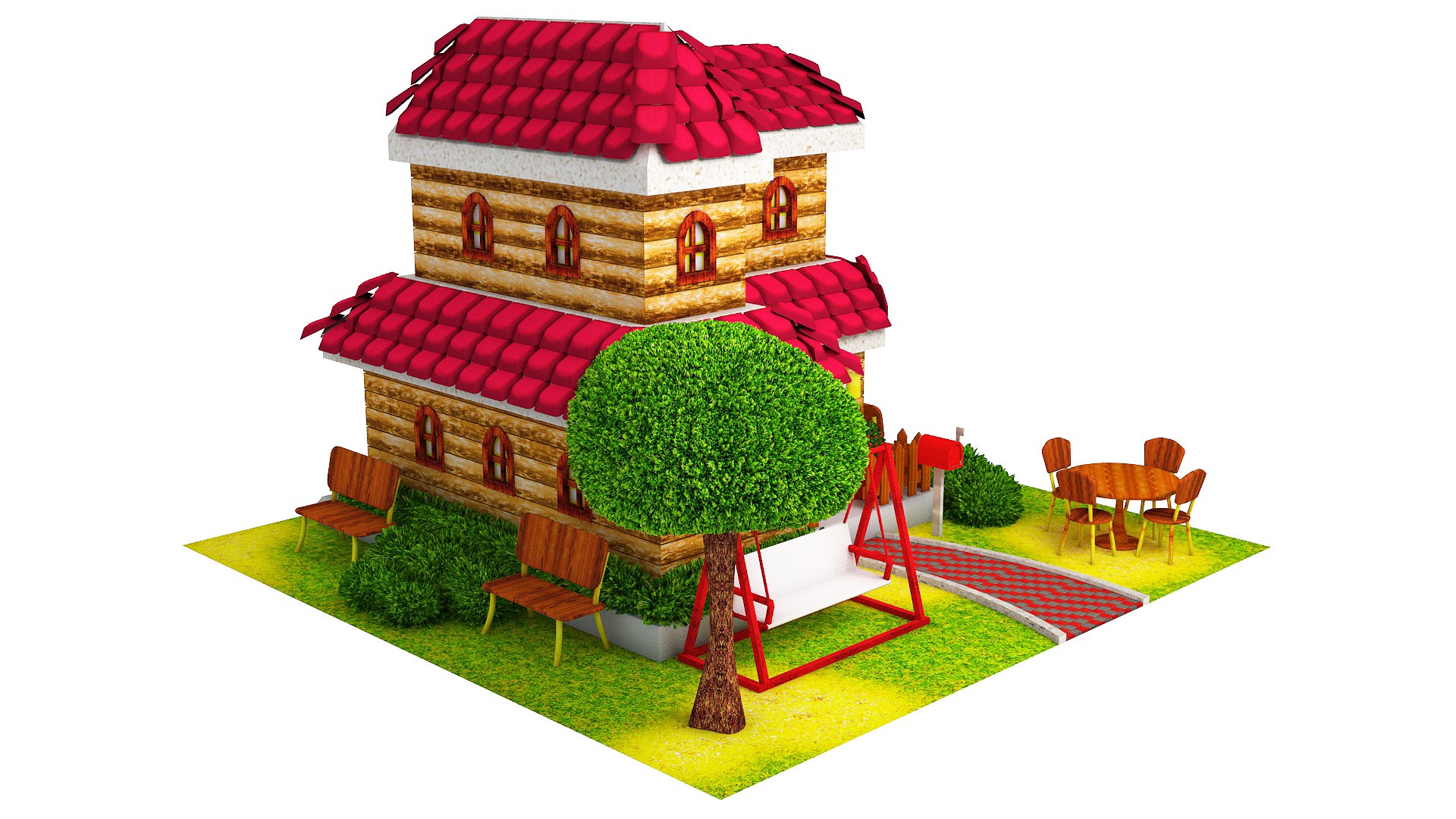 3D Cartoon House Design 1 Model - TurboSquid 1924439