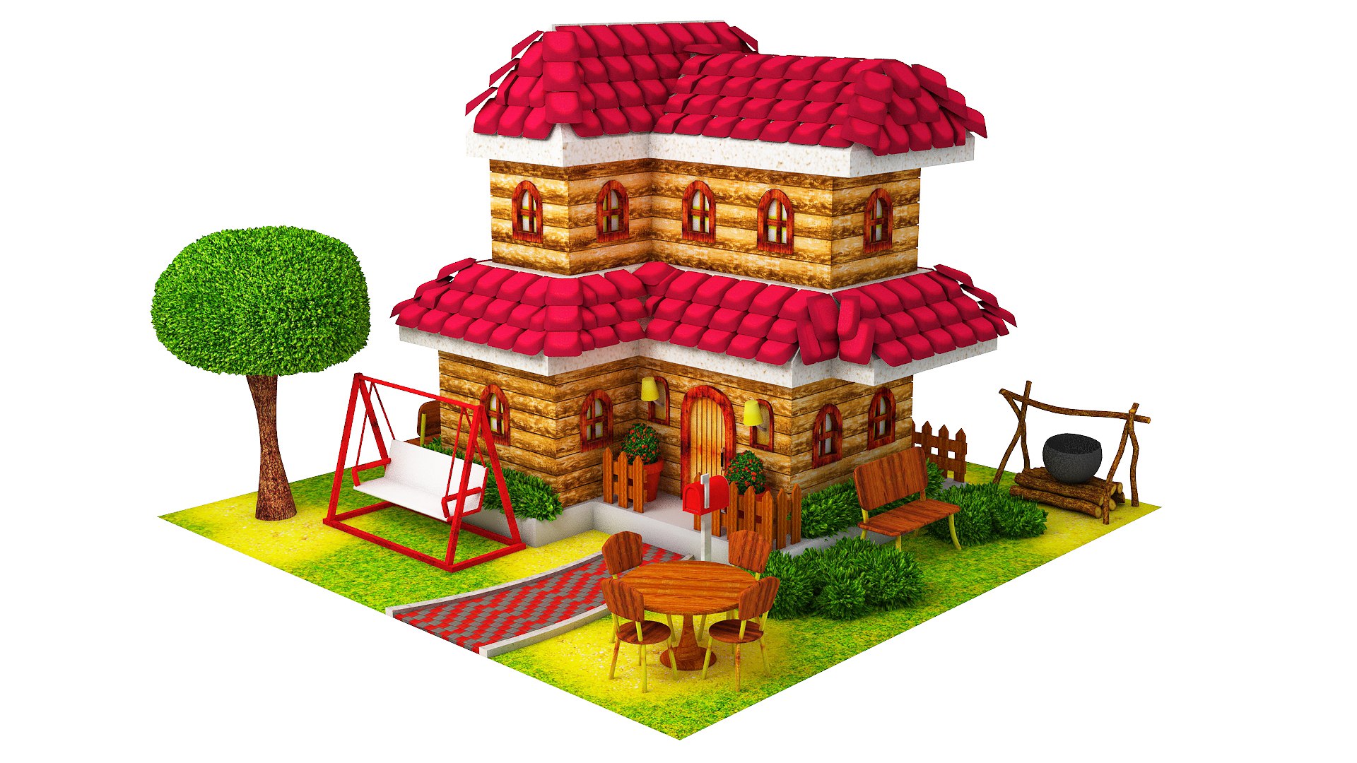 3D Cartoon House Design 1 Model - TurboSquid 1924439