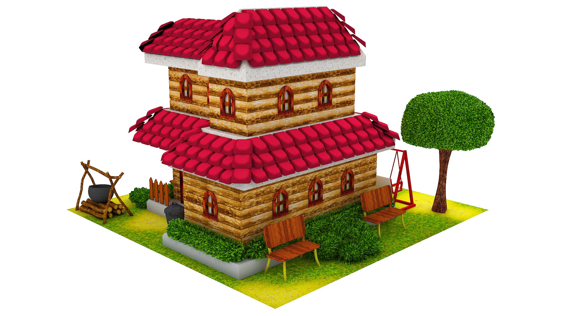 3D Cartoon House Design 1 Model - TurboSquid 1924439