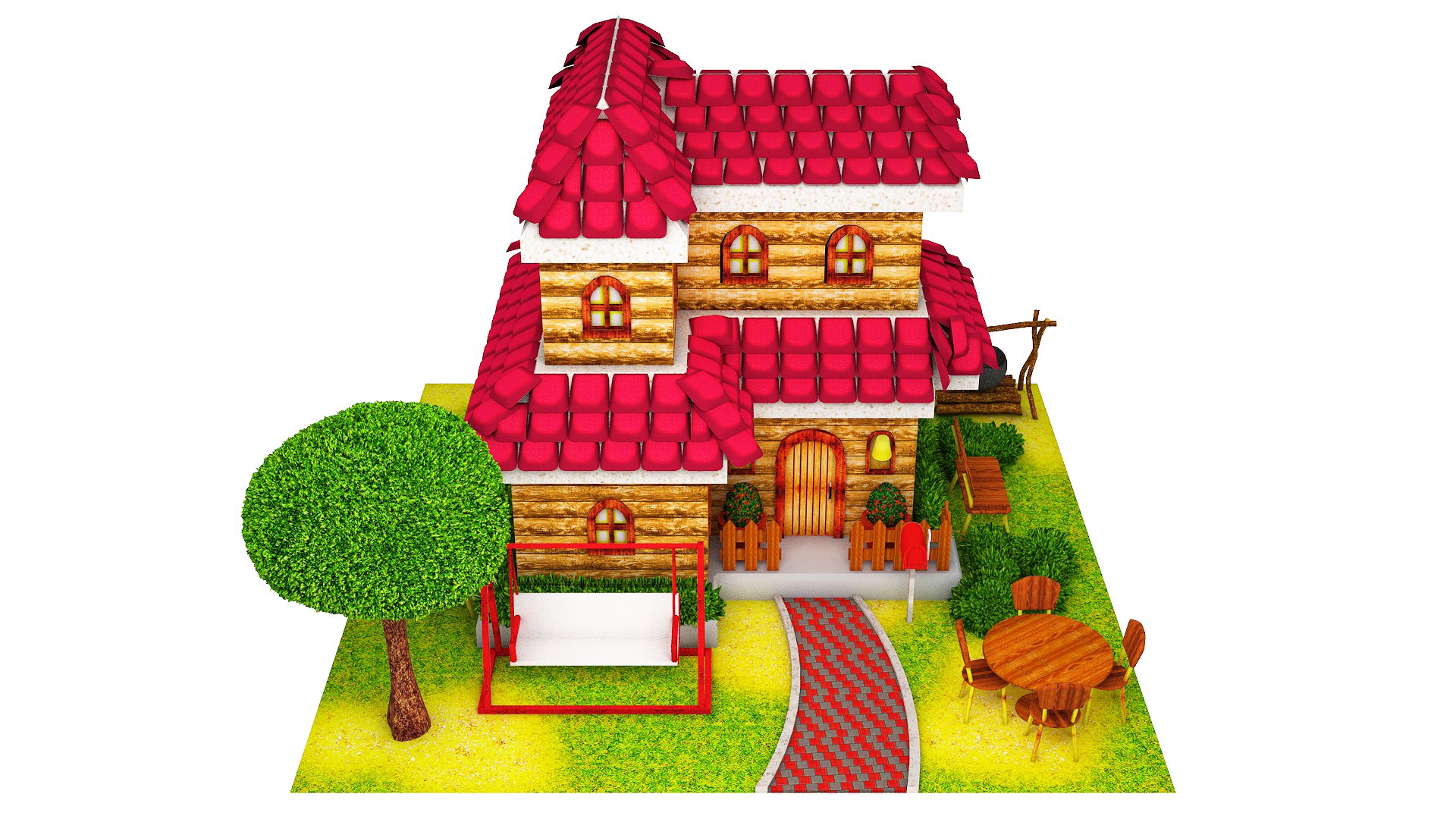 3D Cartoon House Design 1 Model - TurboSquid 1924439