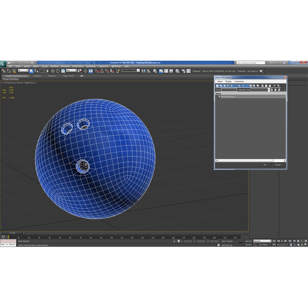 3d bowling ball blue