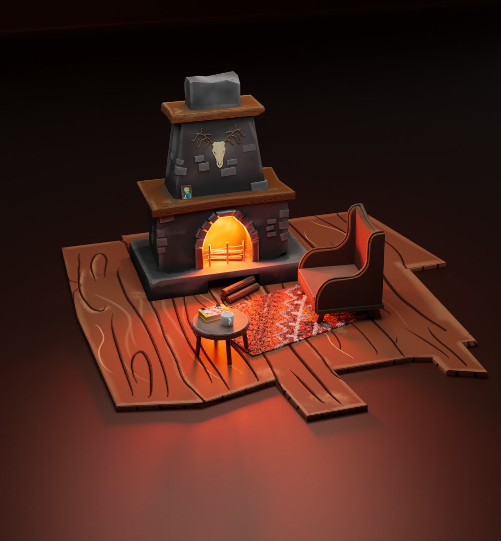 Cozy Room Blender Hand Painted And Realistic Textured 3D Model ...