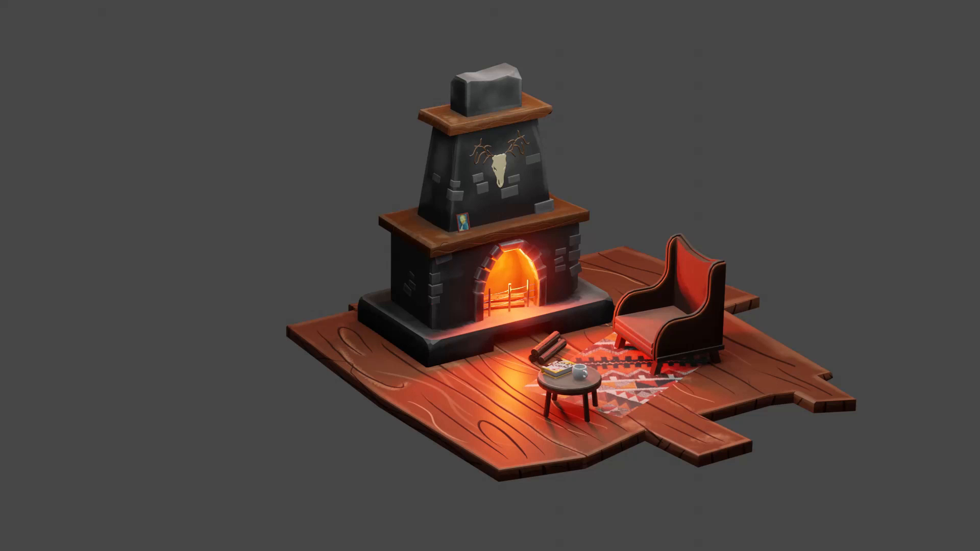 Cozy Room Blender Hand Painted And Realistic Textured 3D Model ...