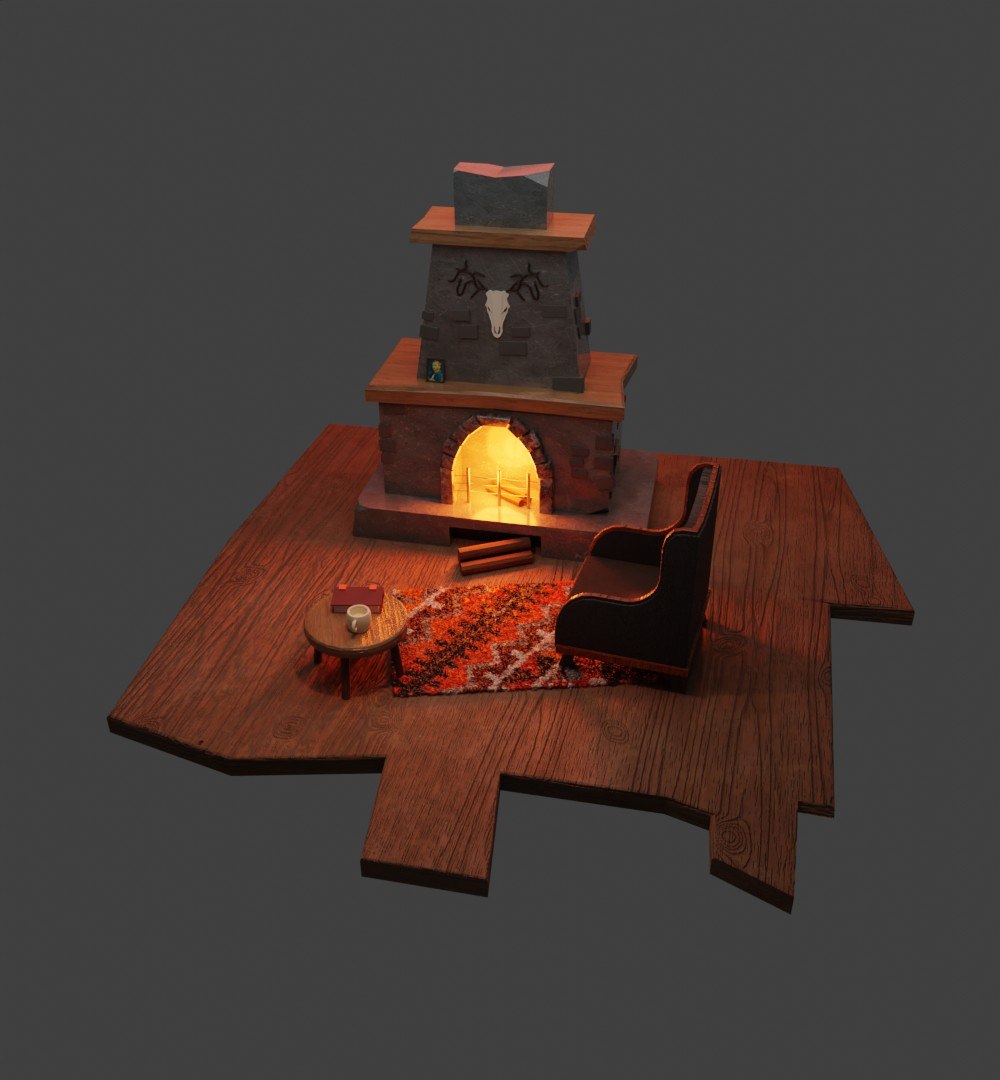 Cozy Room Blender Hand Painted And Realistic Textured 3D Model ...