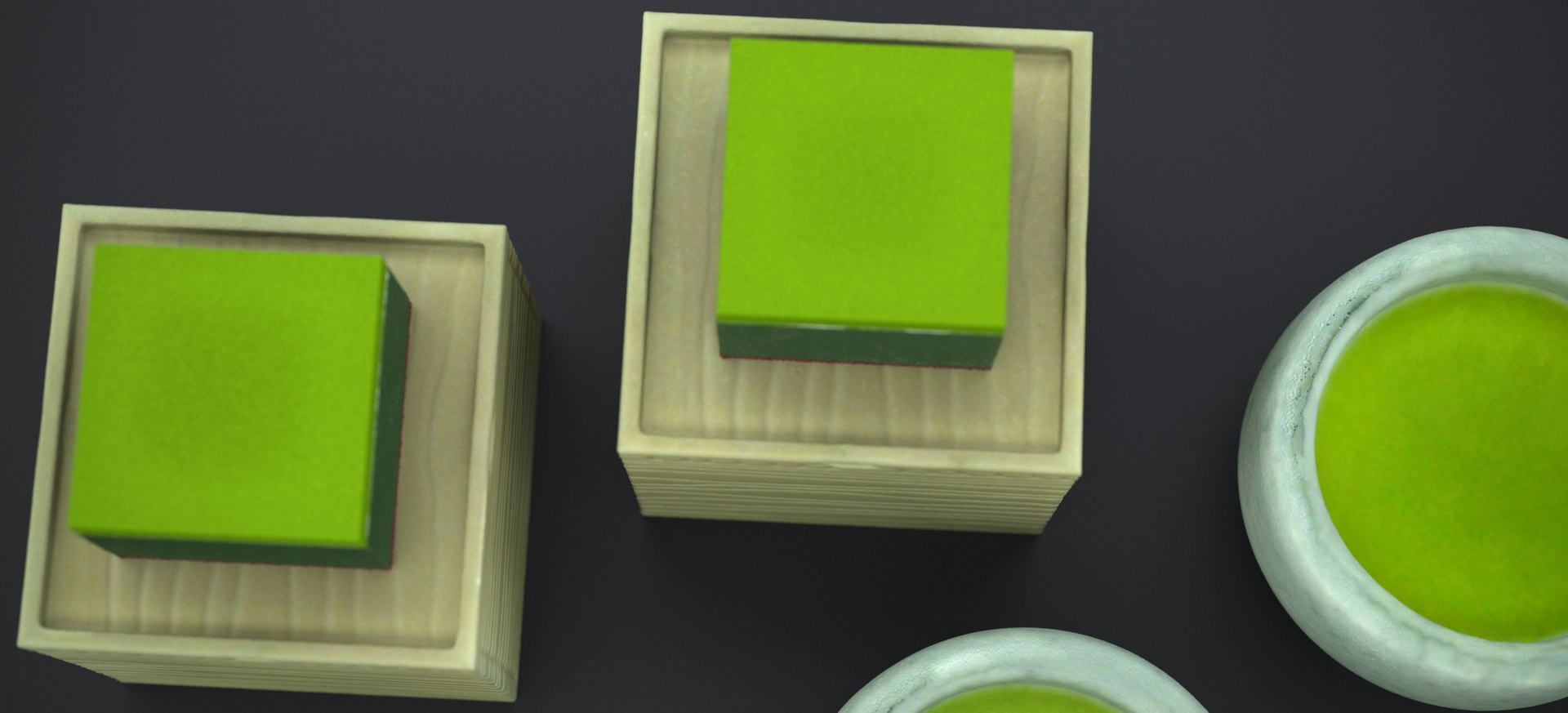 3D GREEN MATCHA CAKE AND TEA SET 2023 Model - TurboSquid 2191719