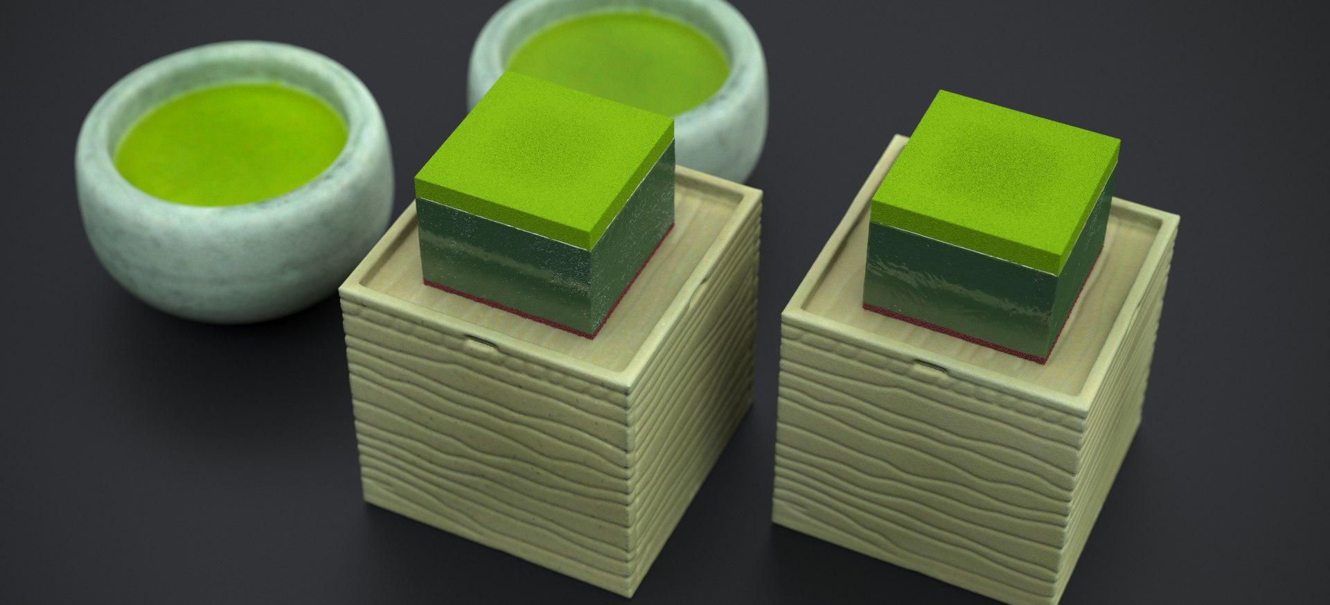 3D GREEN MATCHA CAKE AND TEA SET 2023 Model - TurboSquid 2191719