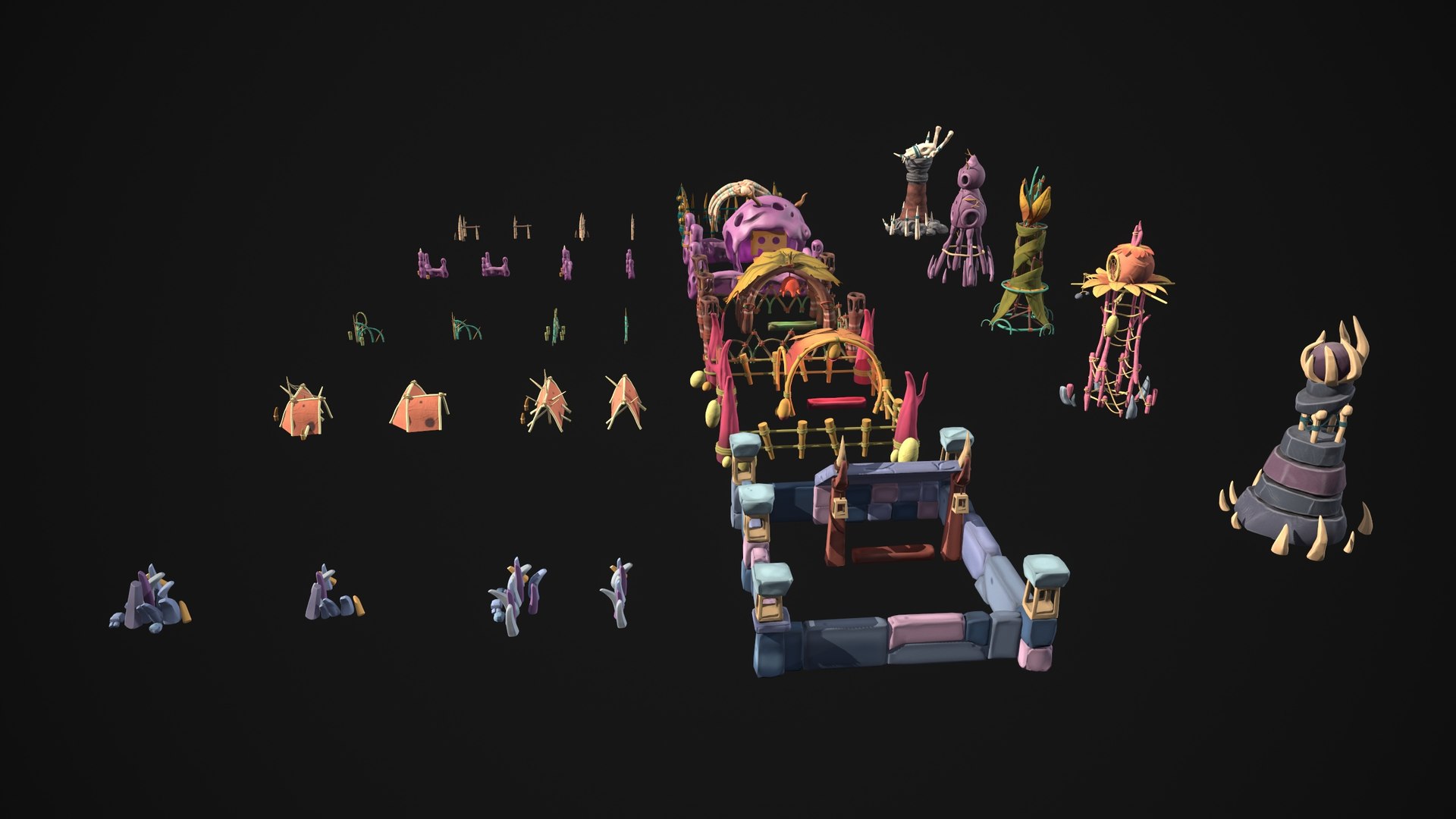 3D Totem Cage Fance Assets For Games Stylized 3D Model Model ...