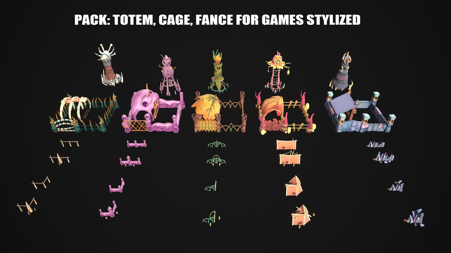 3D Totem Cage Fance Assets For Games Stylized 3D Model Model ...