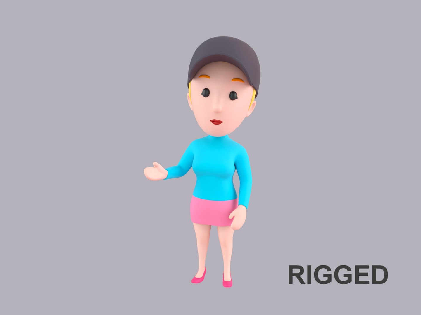 3D Cartoon Female Character Rigged 116 Model - TurboSquid 2383496