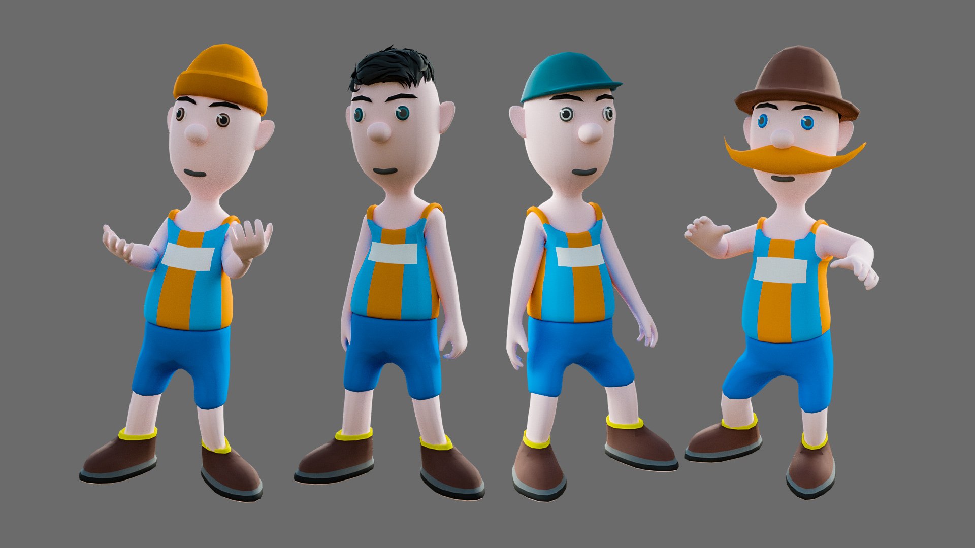 3D Cartoon Characters Sports Team - TurboSquid 2213828
