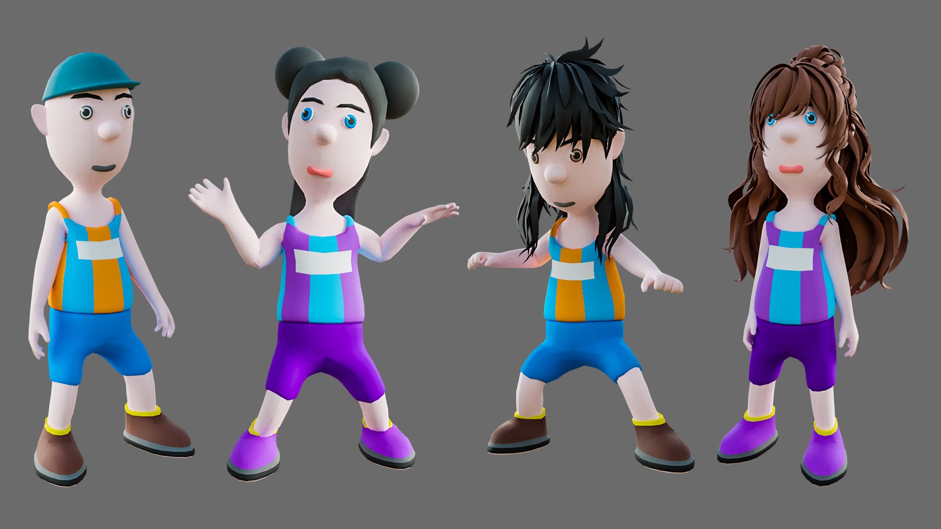 3D Cartoon Characters Sports Team - TurboSquid 2213828
