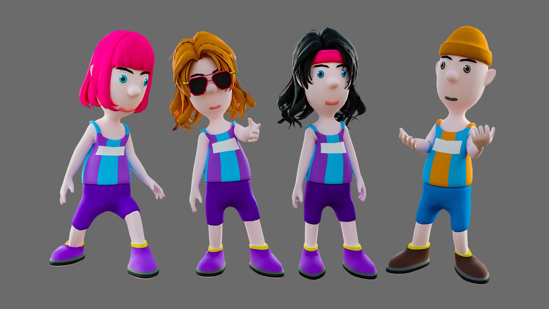 3D Cartoon Characters Sports Team - TurboSquid 2213828