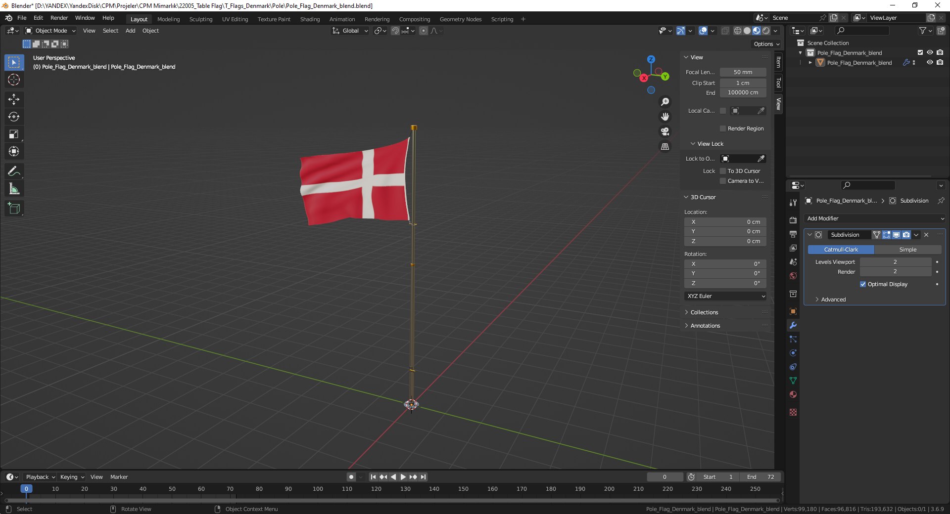3D Pole Flag Denmark Model - TurboSquid 2204852