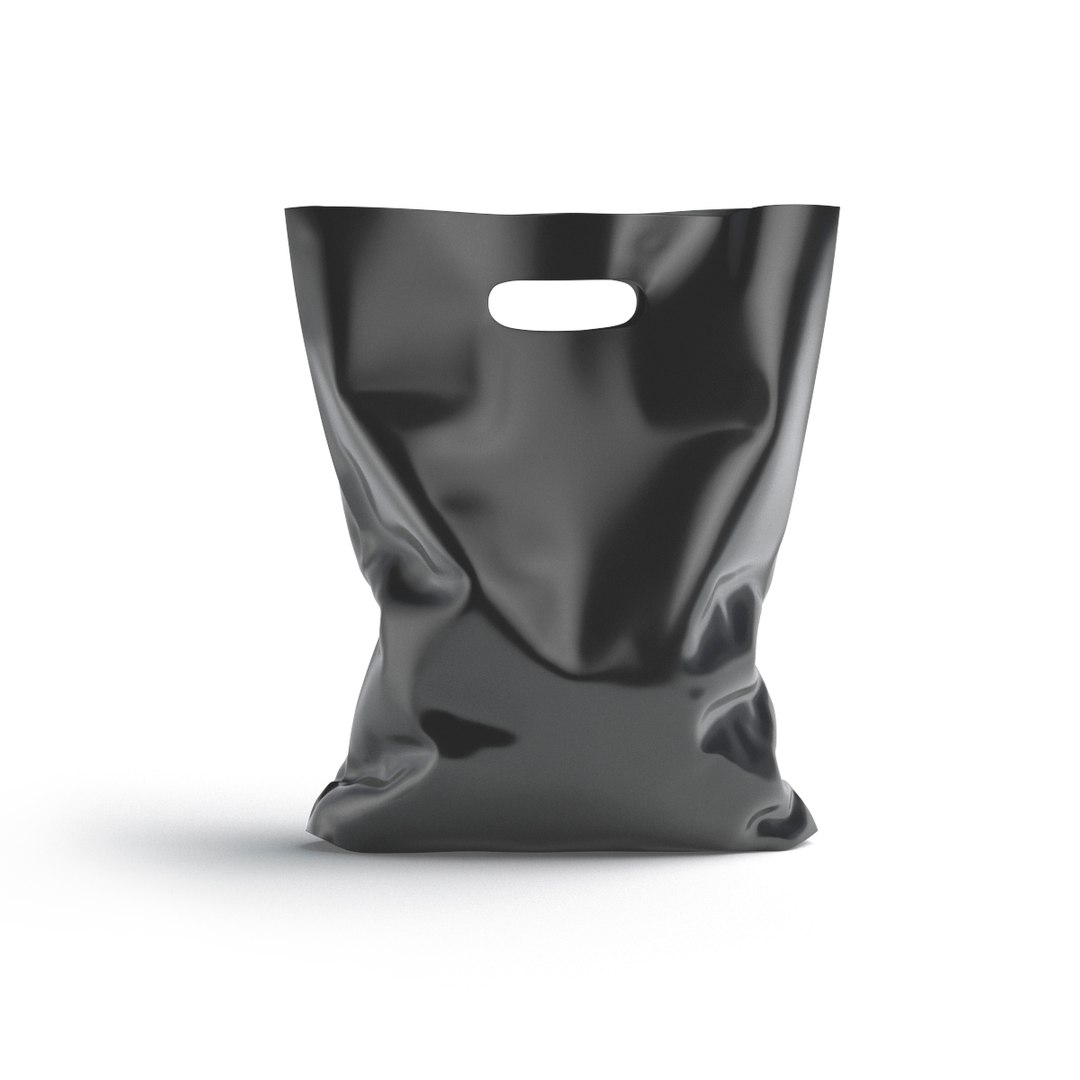 Black Die-cut Plastic Bag - Handle Packet Stand 3D - TurboSquid 2064434