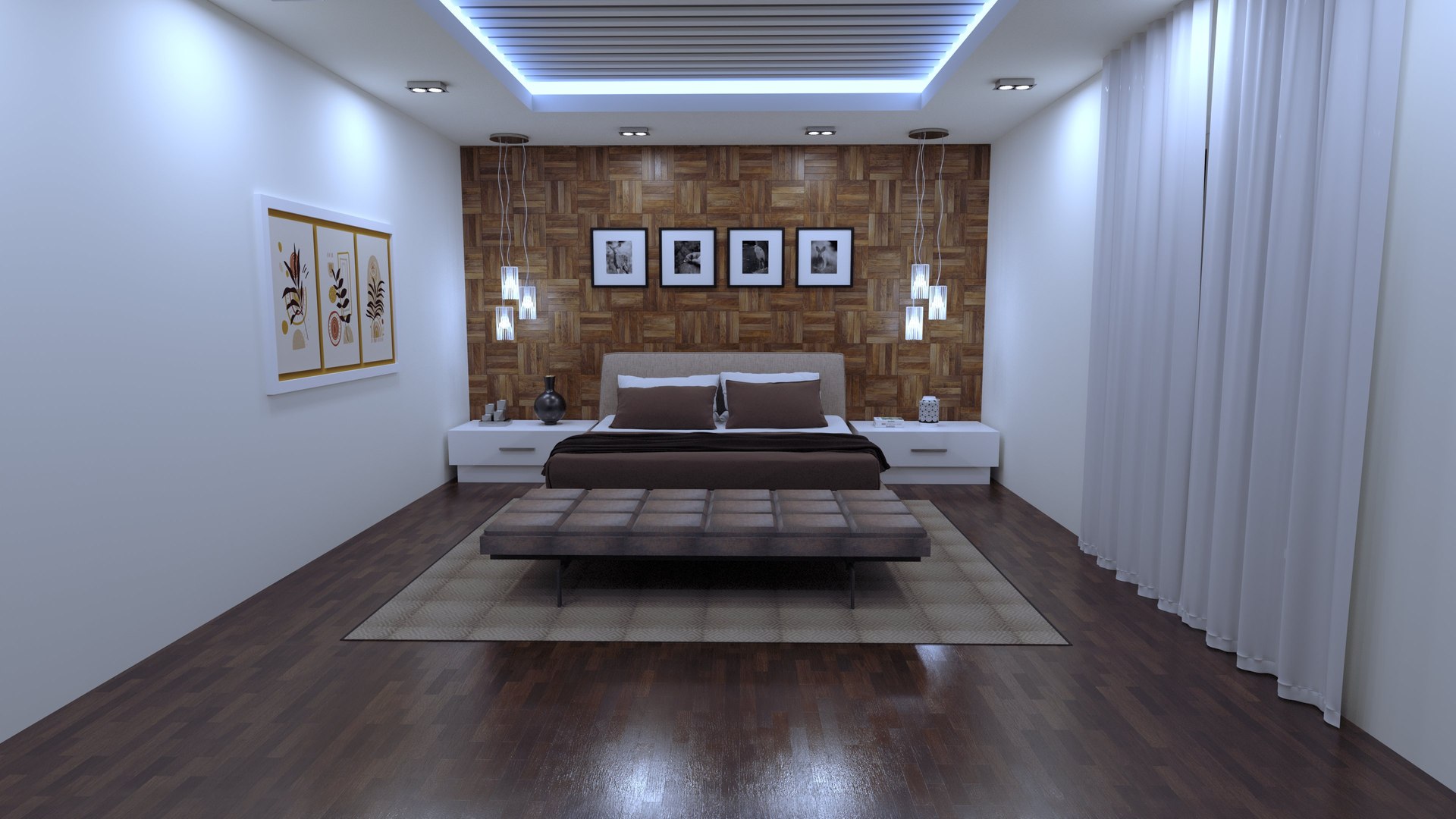 3D model Modern bedroom interior 3d render - TurboSquid 2034635