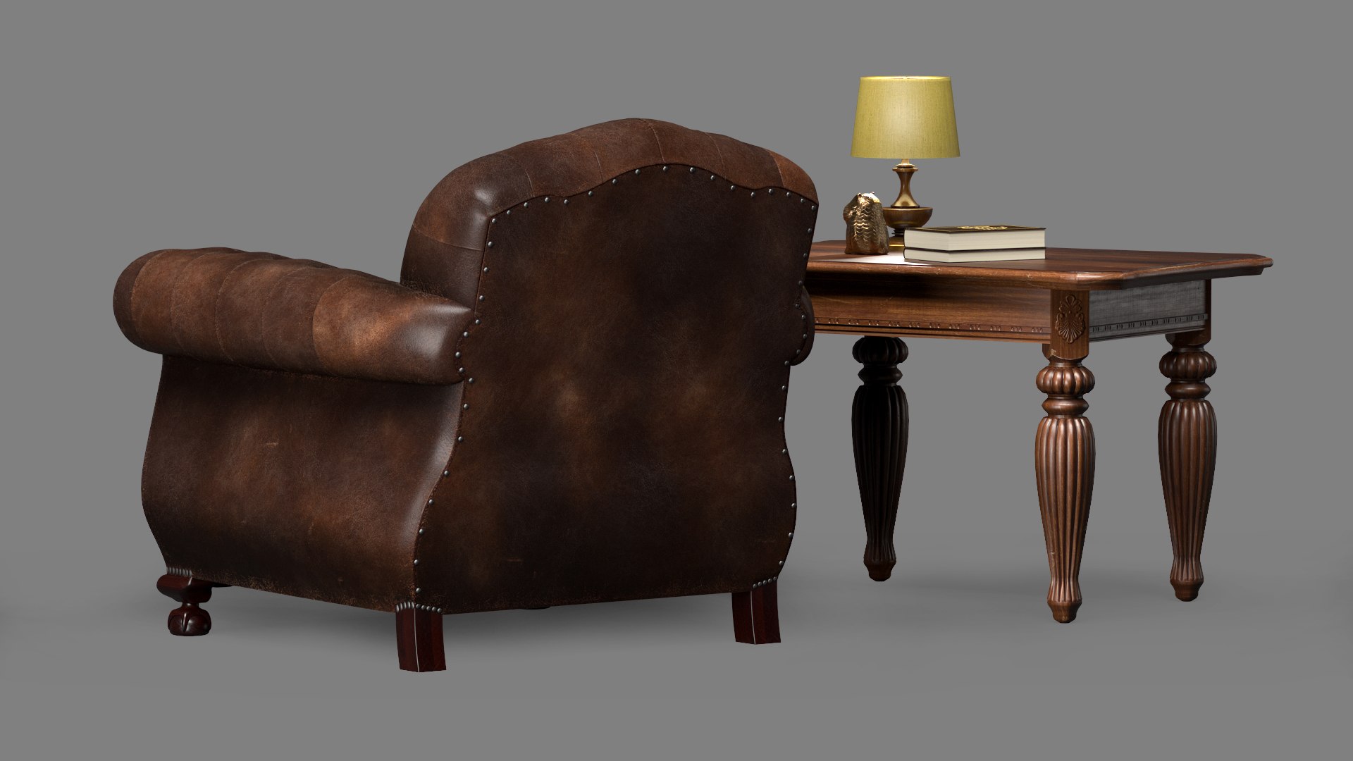 3D Thomas Chesterfield Armchair Antique - TurboSquid 2015152