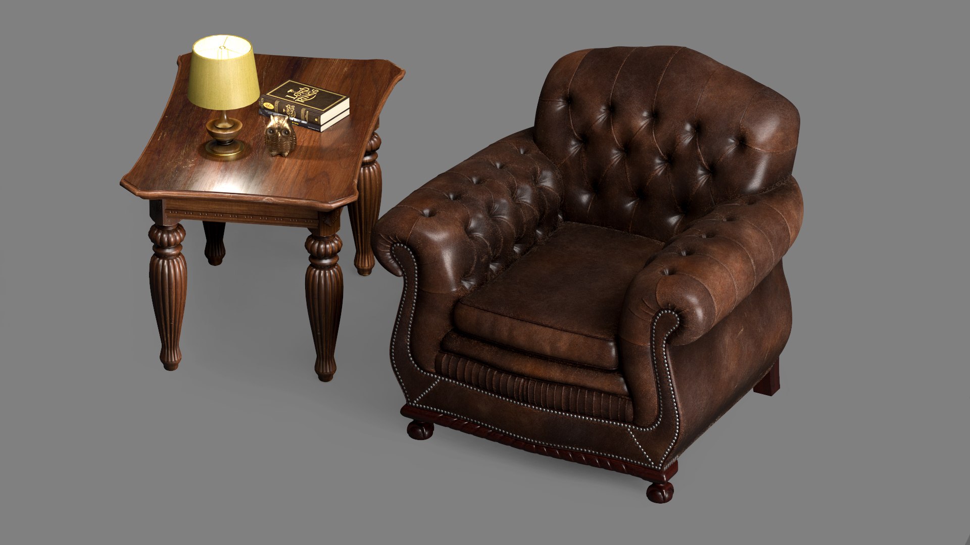 3D Thomas Chesterfield Armchair Antique - TurboSquid 2015152