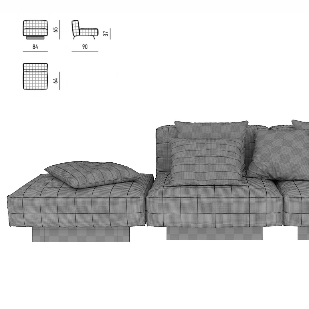 3D Sofa Minotti Twiggy - TurboSquid 2036105