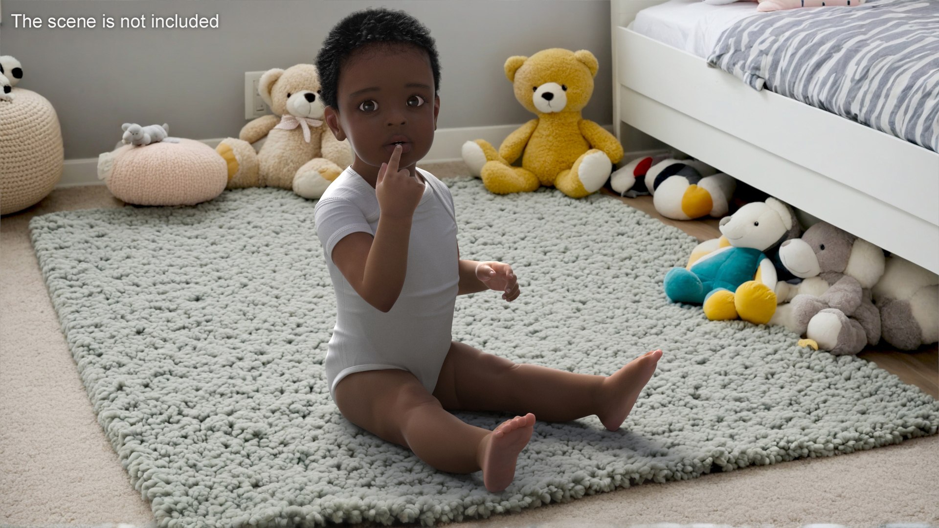 Little Boy Light Skin In Bodysuit Rigged For Cinema 4D Model ...