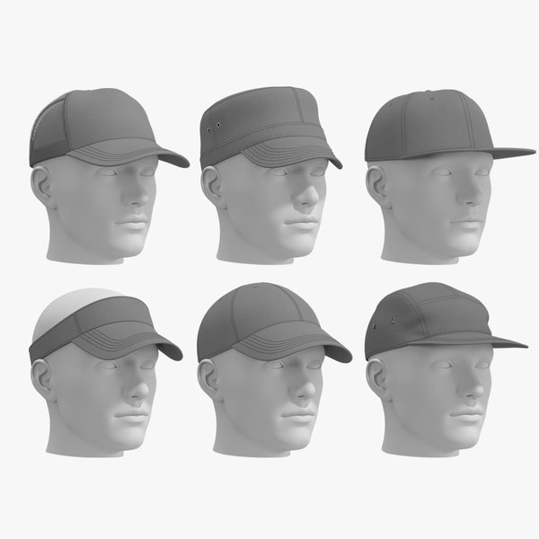modelo 3d PAQUETE DE GORRAS CASUALES genesis 8 zpac masculino obj fbx ...