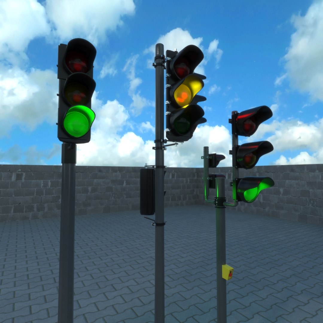 3d Realistic Traffic Lights Model