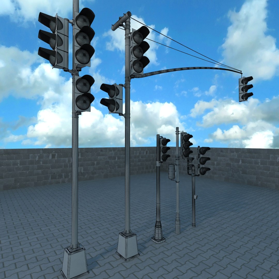 3d Realistic Traffic Lights Model