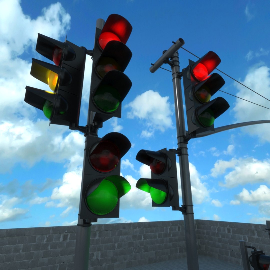 3d Realistic Traffic Lights Model