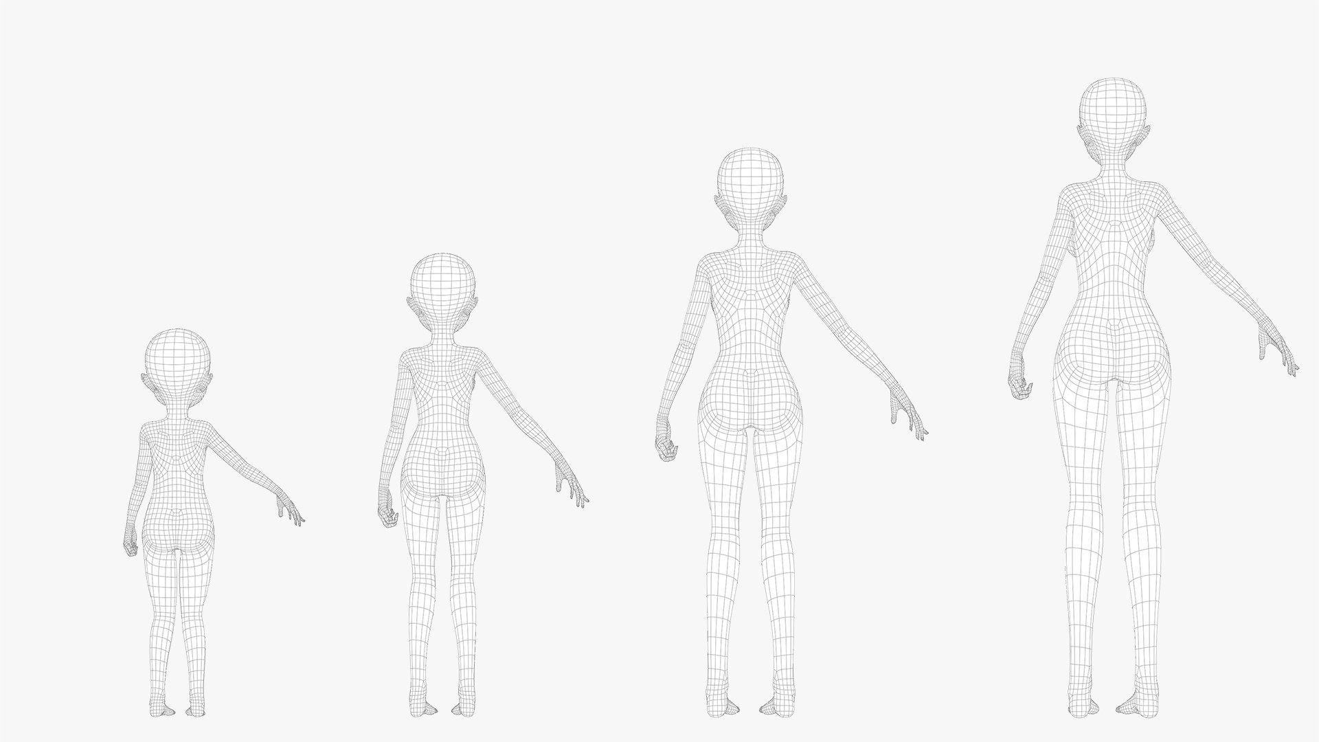 3D Anime Female Base Mesh Age Kit - TurboSquid 2162249
