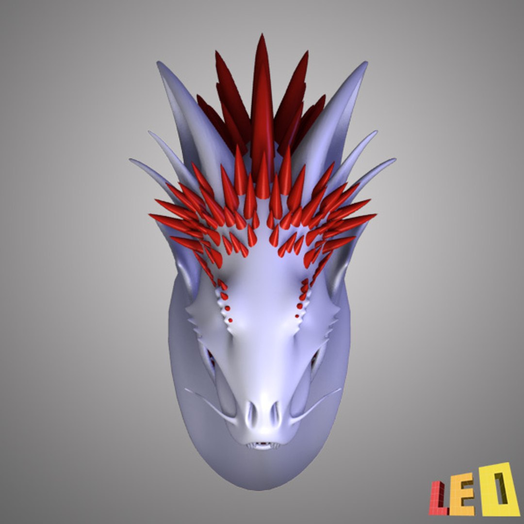 Lwo Realistic Dragon Head