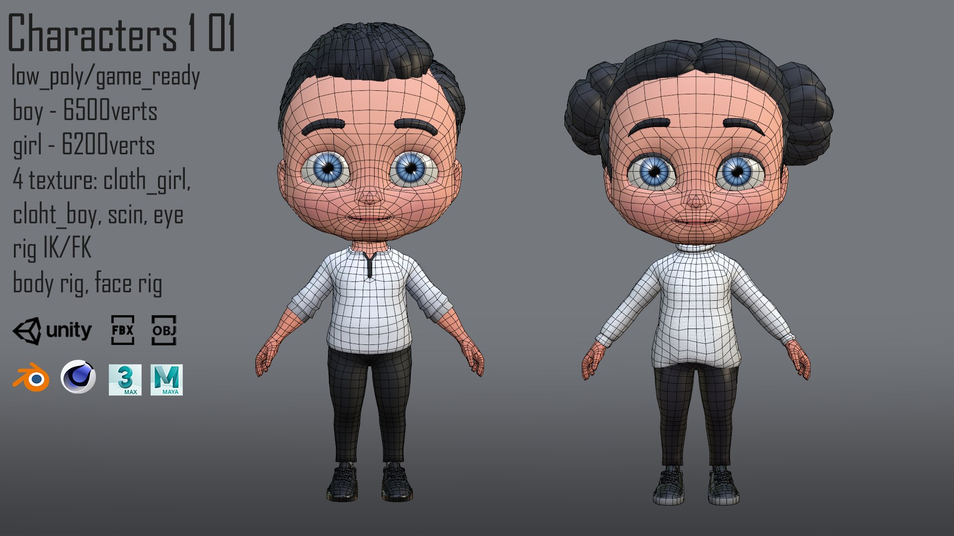 Characters Kids 1 02 Model - TurboSquid 1827749
