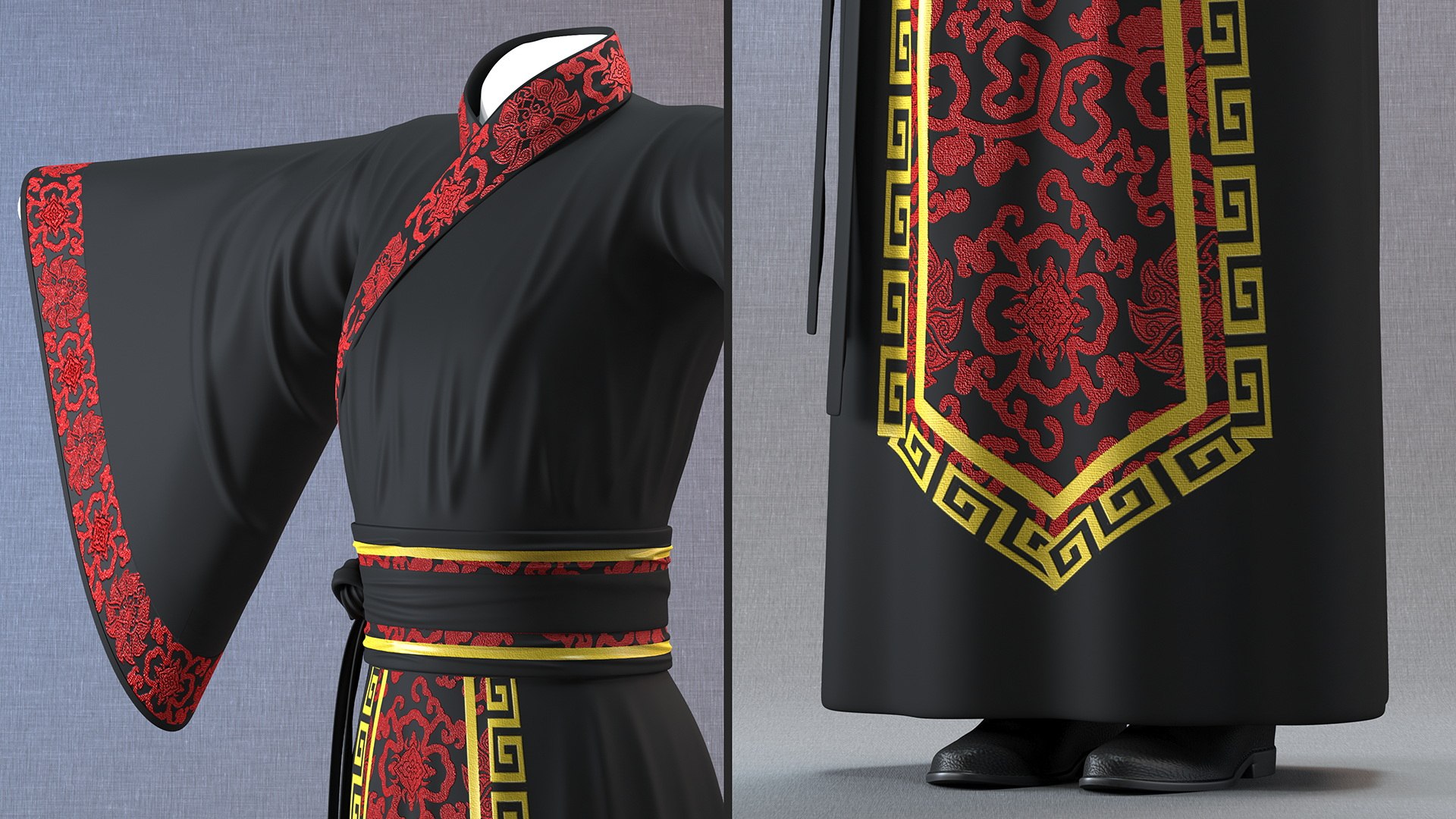 Chinese Clothes Set For Man Traditional Style 3D - TurboSquid 2028387