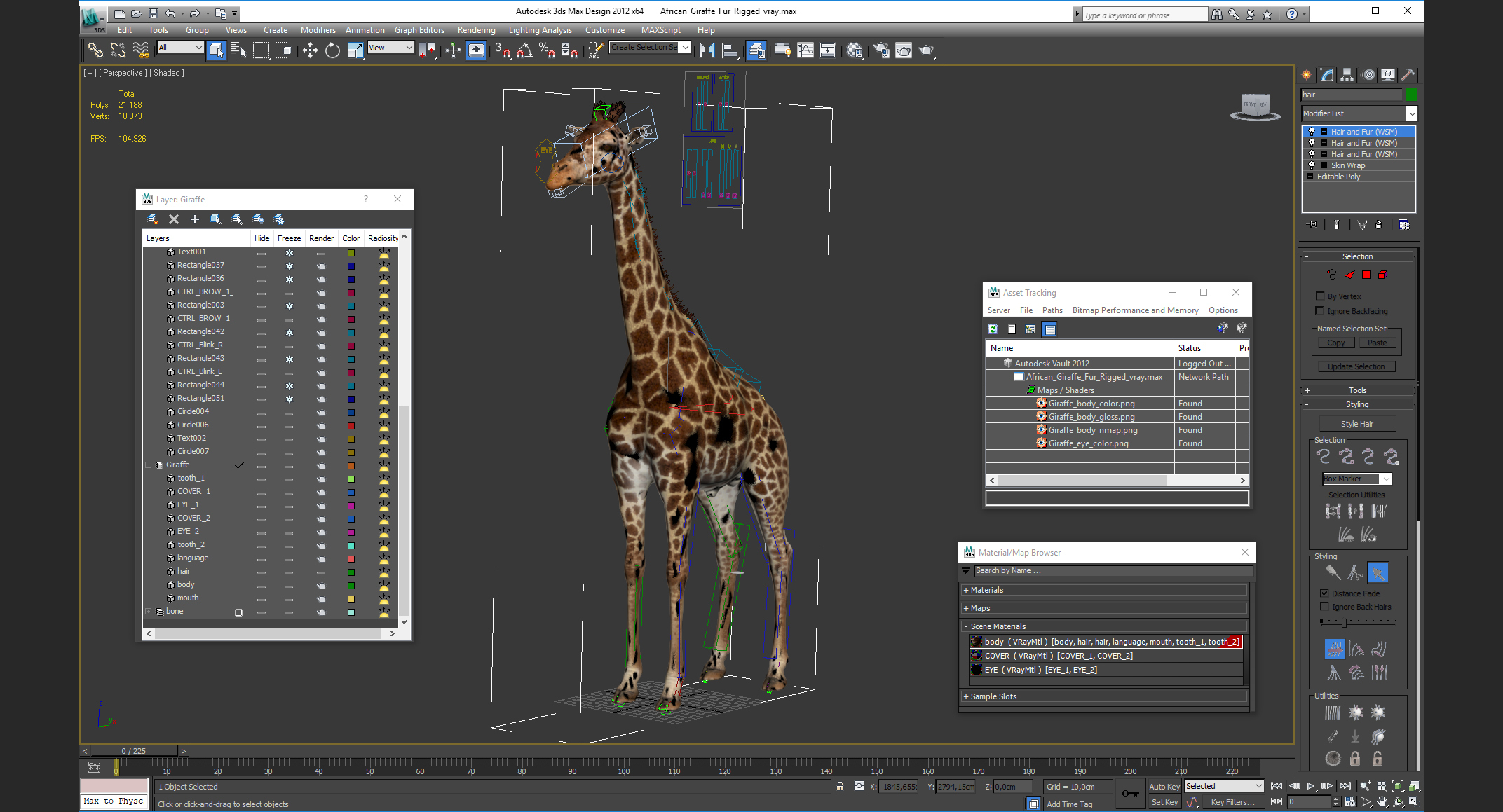 3D african giraffe fur rigged - TurboSquid 1400472