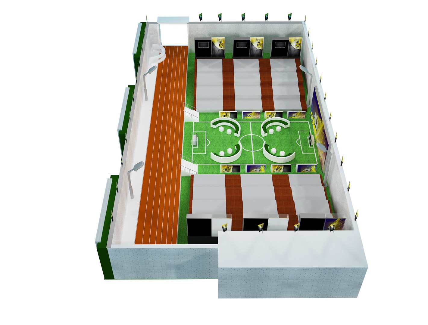 3D Soccer Football Goal Stadium Cafe Layout A542 - TurboSquid 1846888