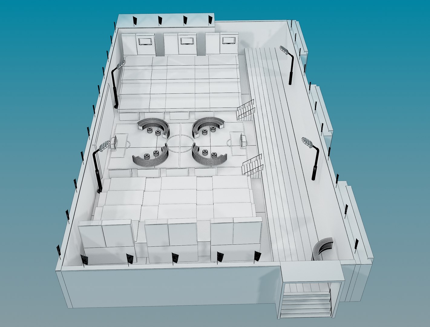 3D Soccer Football Goal Stadium Cafe Layout A542 - TurboSquid 1846888