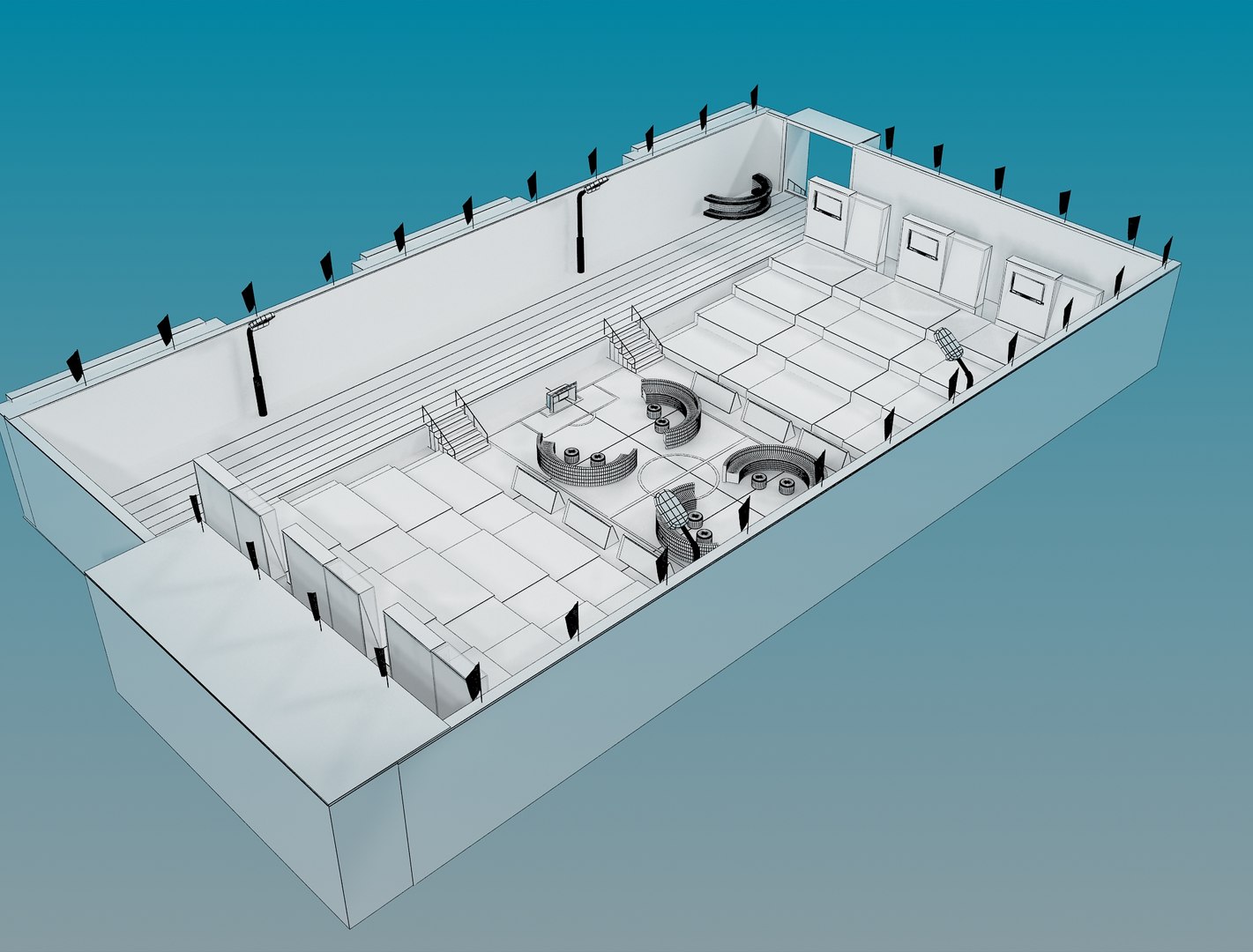 3D Soccer Football Goal Stadium Cafe Layout A542 - TurboSquid 1846888