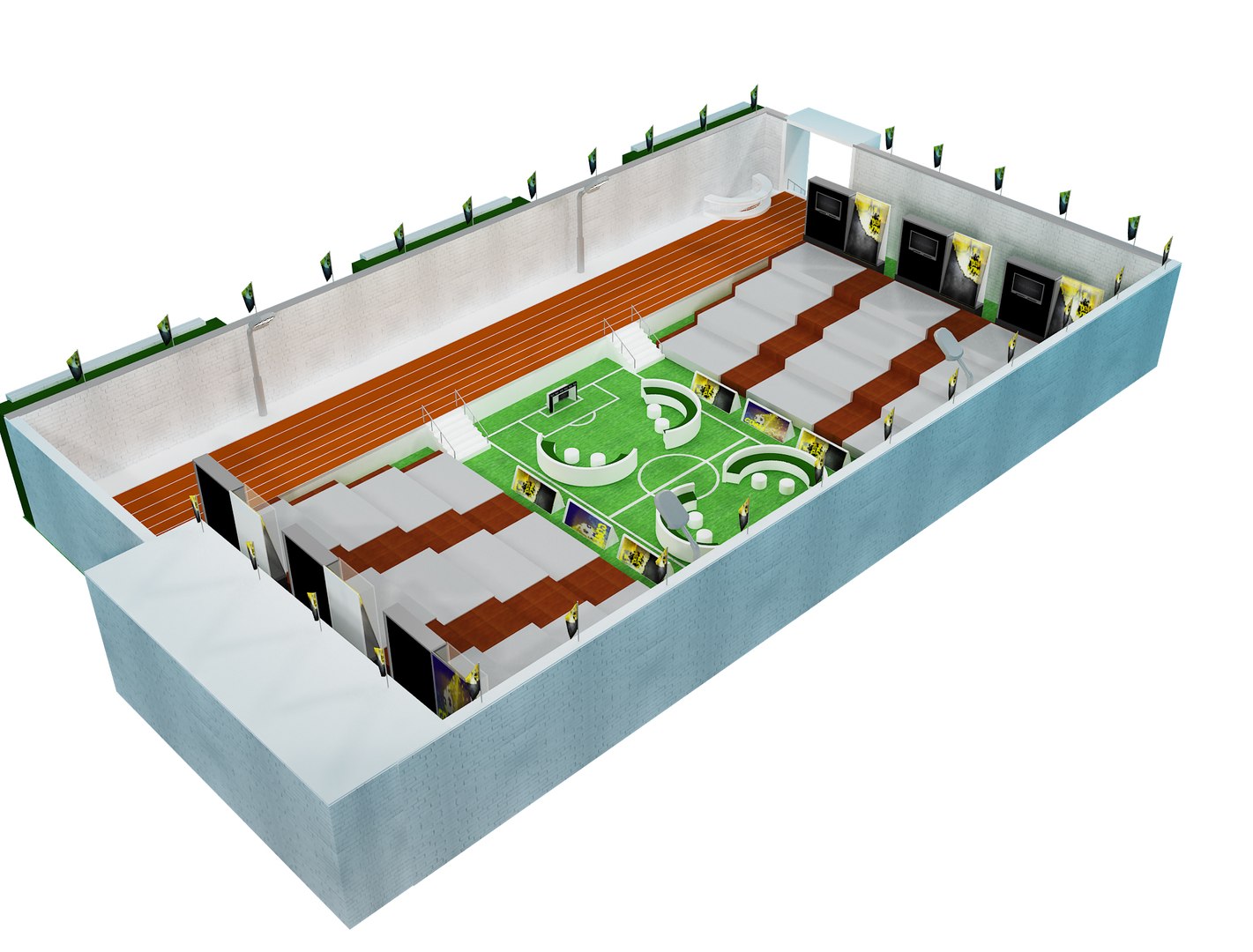 3D Soccer Football Goal Stadium Cafe Layout A542 - TurboSquid 1846888
