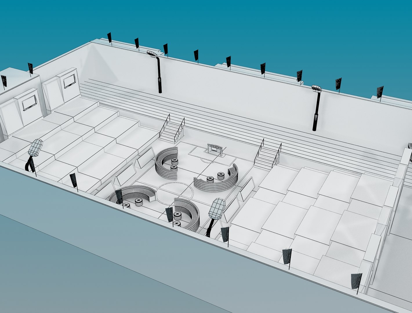 3D Soccer Football Goal Stadium Cafe Layout A542 - TurboSquid 1846888