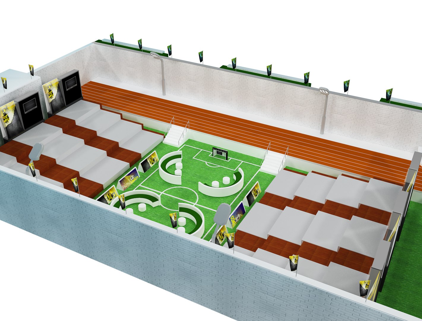 3D Soccer Football Goal Stadium Cafe Layout A542 - TurboSquid 1846888