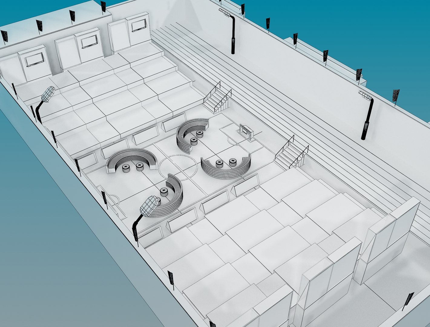 3D Soccer Football Goal Stadium Cafe Layout A542 - TurboSquid 1846888